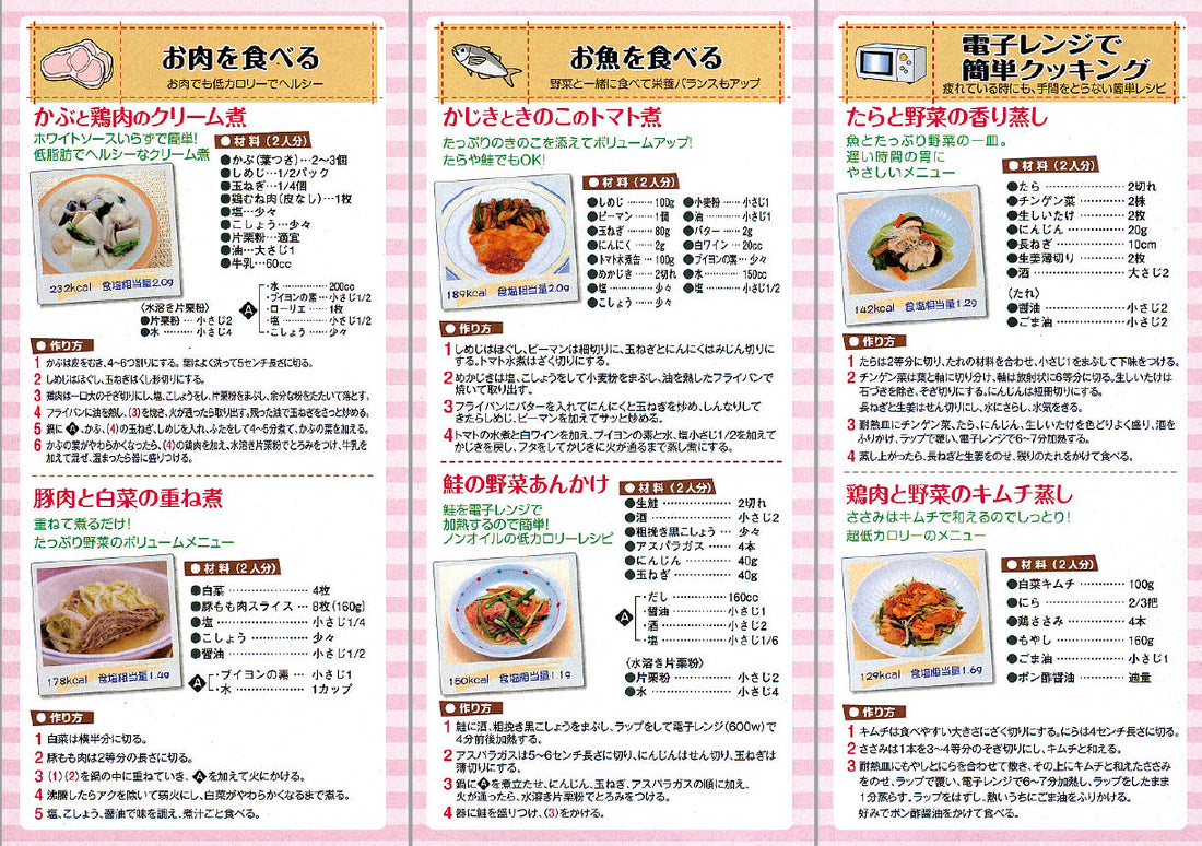 3つ折り栄養シリーズ 忙しいあなたも！遅い時間のヘルシーレシピ – JFPA®オンラインショップ